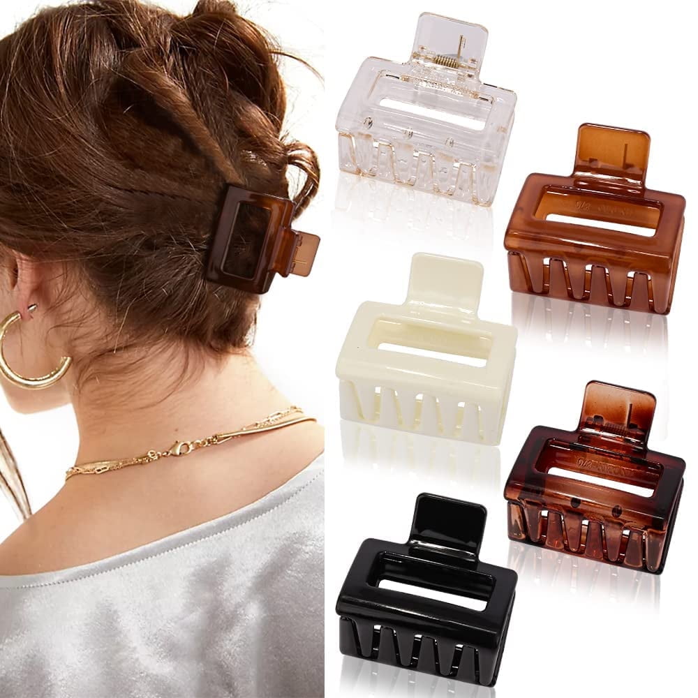 Square Hair Clips 5 Pcs Small Hair Clips 2'' Mini Claw Clips Acrylic ...