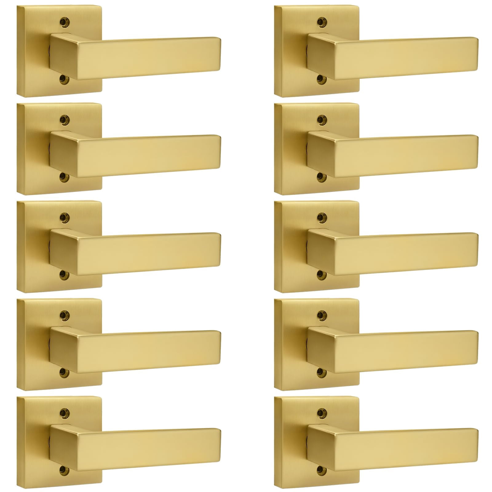 Square Half Dummy Door Levers Brushed Gold Single Dummy(Outside screws ...