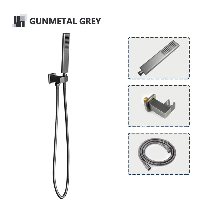 Square Hand Shower Chrome Hand Held Shower Set Adjustable Wall Mount ...
