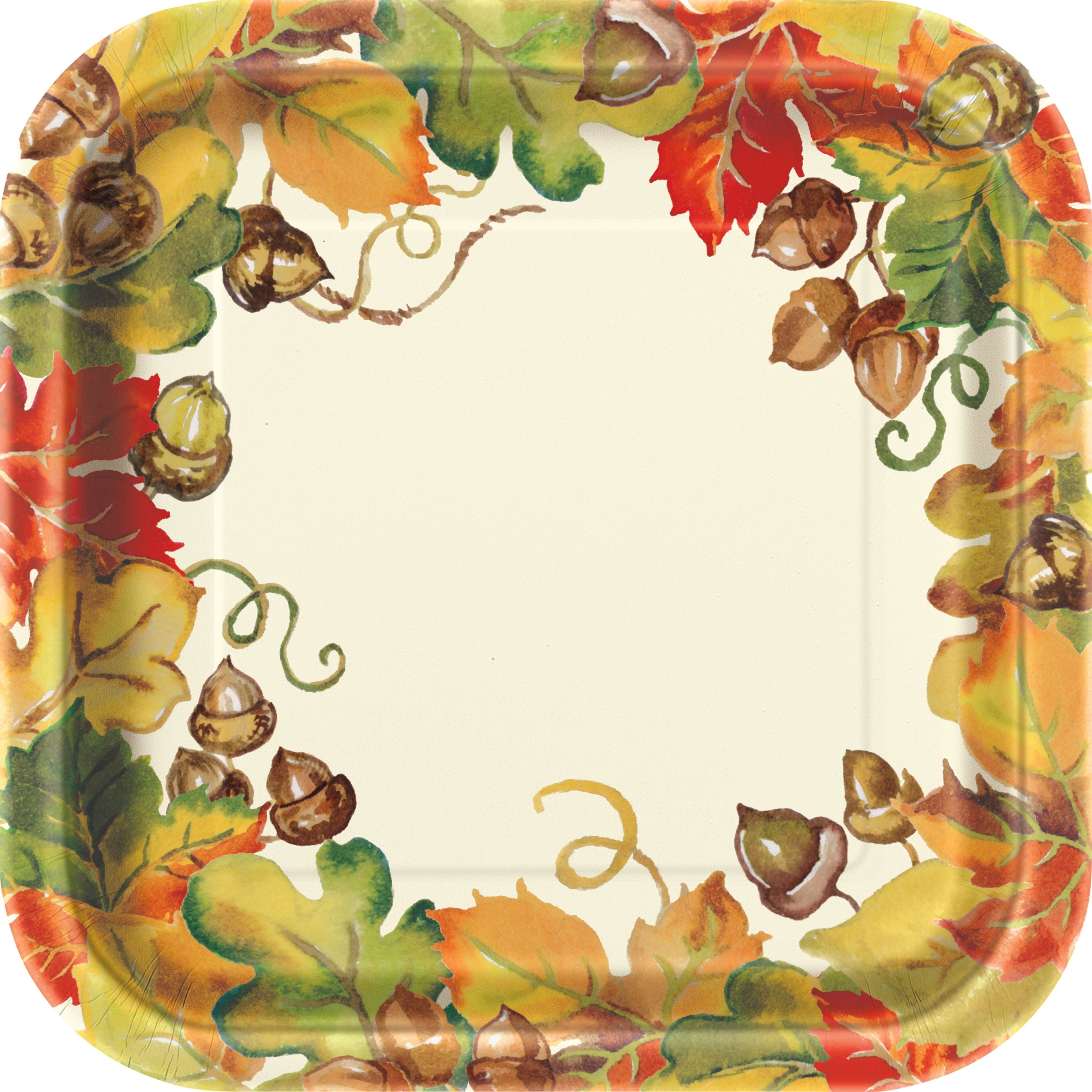 Square Harvest Pumpkins Fall Paper Plates, 7 in, 10ct - Walmart.com