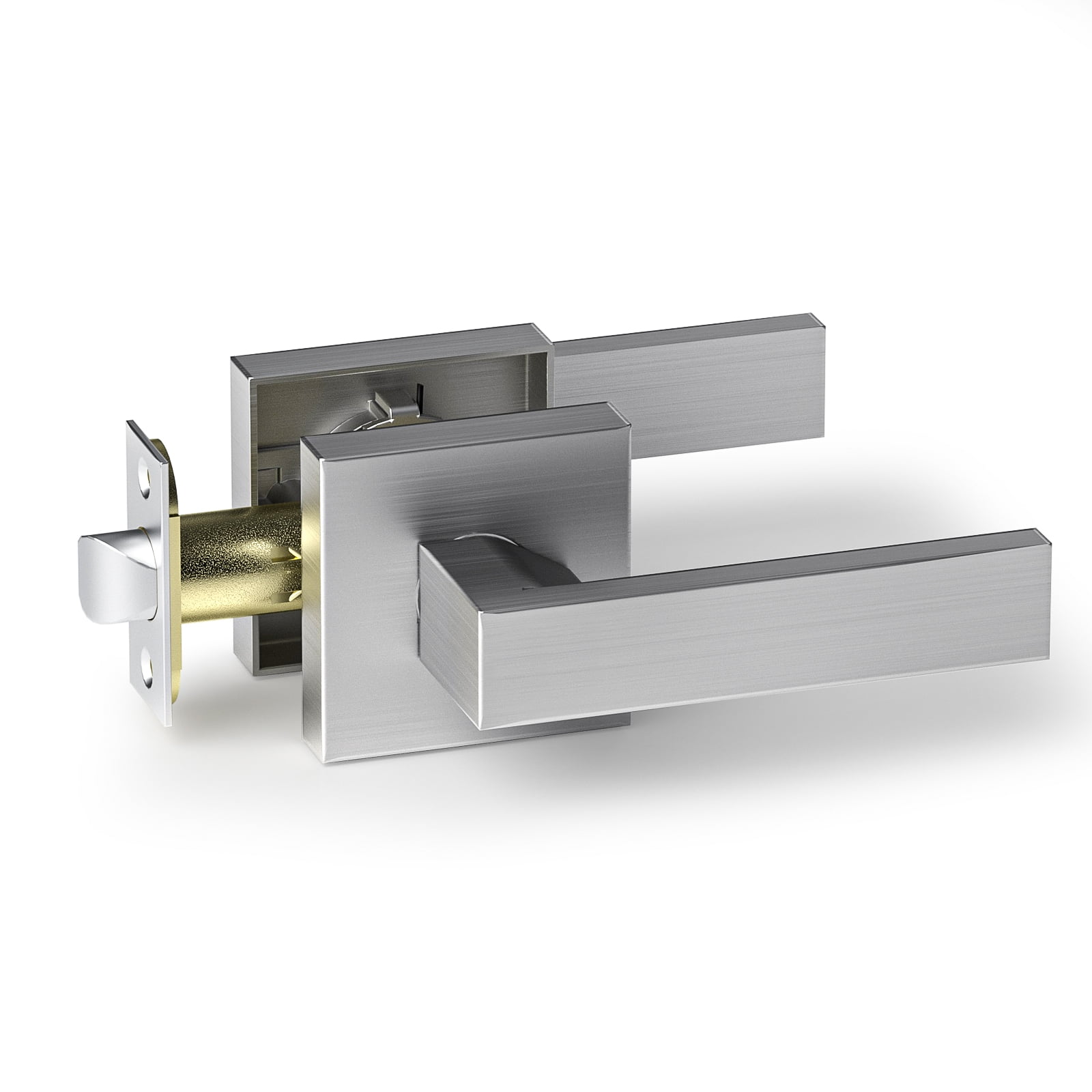 Square Heavy Duty Door Handle Lever Set, Interior and Exterior Door ...