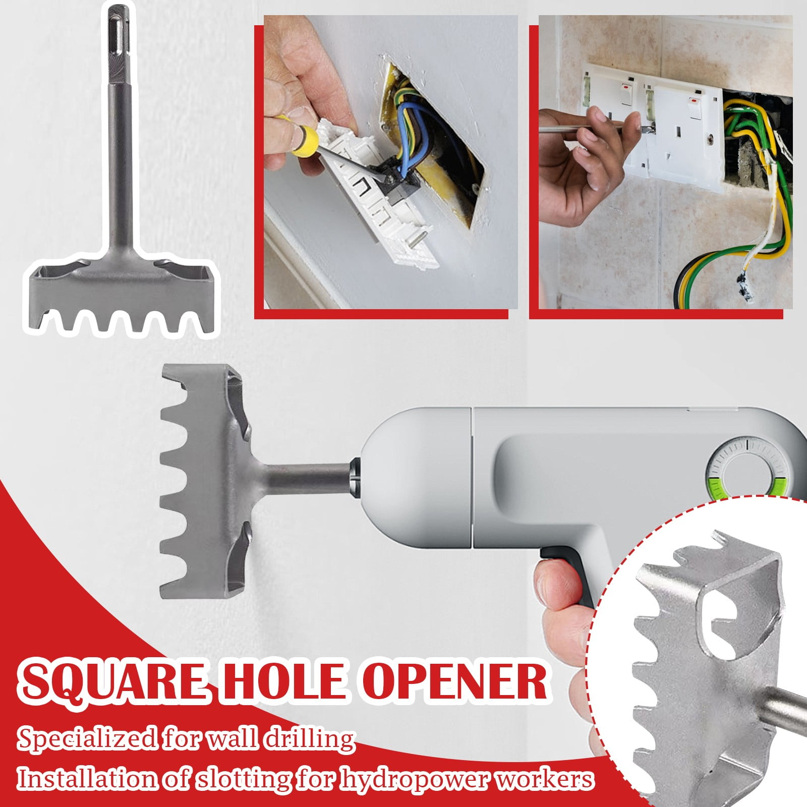 Square Hole Cutter for Electrical Box, Manganese Steel Rectangle Slot ...