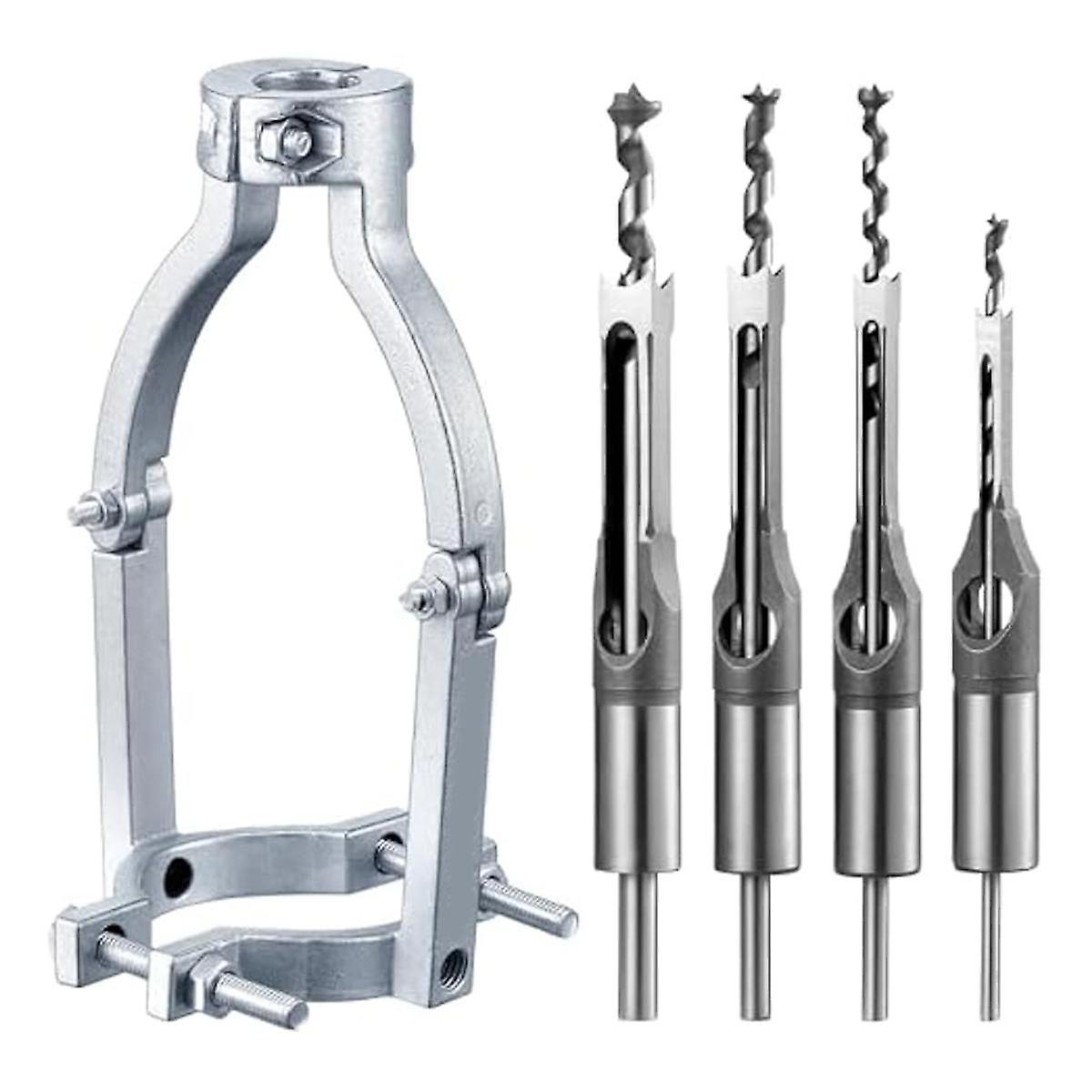 Square Hole Drill Bit Adapter and 4 Drill Bits for Drill Press Hollow ...