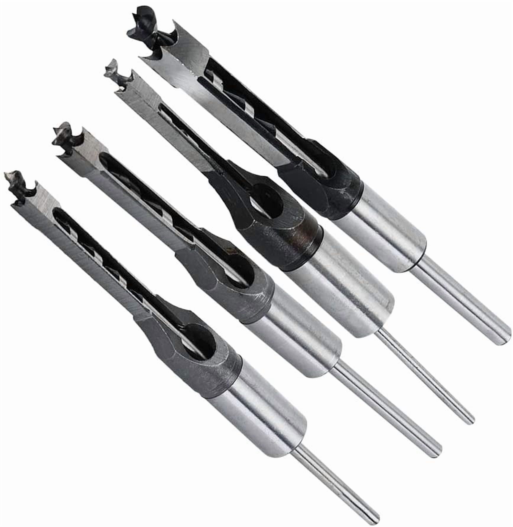Square Hole Drill Bits, 4Pcs Woodworking Mortising Chisel Set Bit 1/4 ...