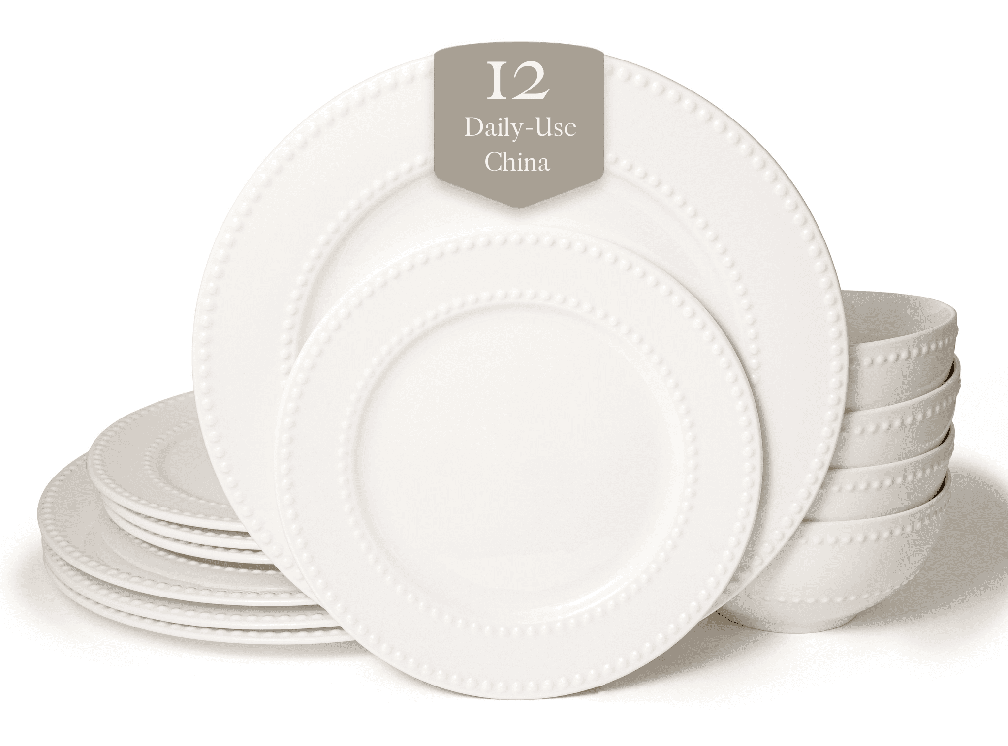 Square House New Bone China 12 Piece Dinnerware Set, Santorini ...