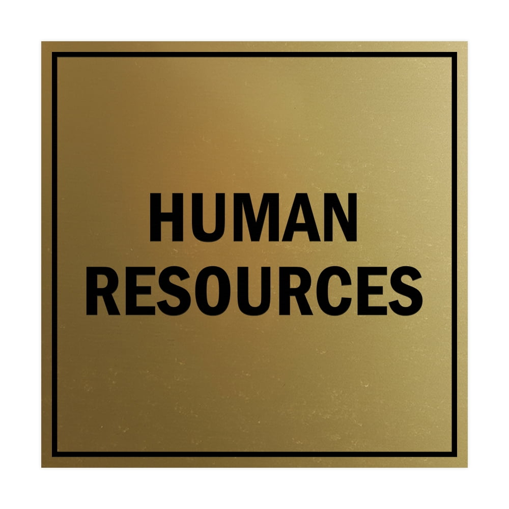 Square Human Resources Sign with Adhesive Tape (Brushed Gold) - Large ...