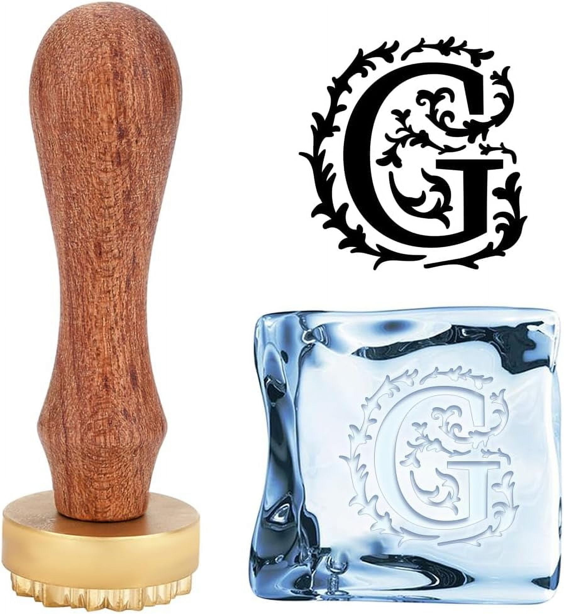 Square Ice Stamp 1.2 Inch Ice Cube Stamp Letter G Ice Stamp with Velvet ...