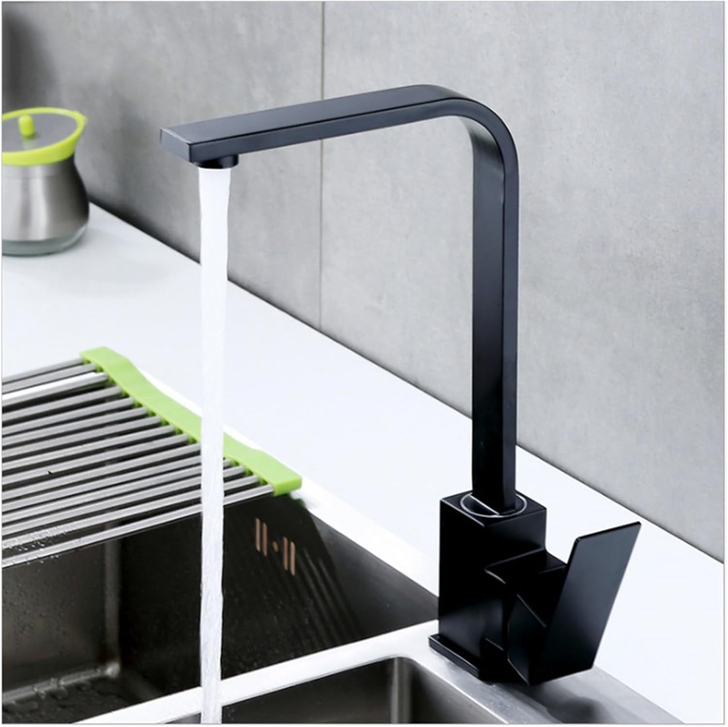 Square Kitchen Faucet Matte Black/Chrome Hot and Cold Kitchen Sink ...
