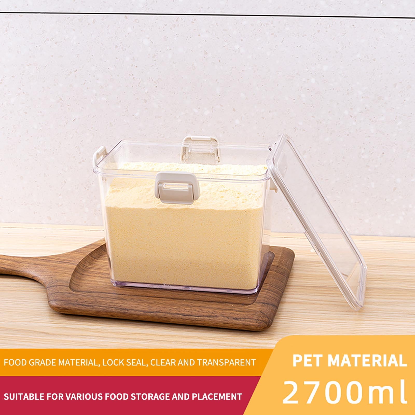 Square Kitchen Storage Sealed Tank, Food-Grade Plastic Grain Storage ...