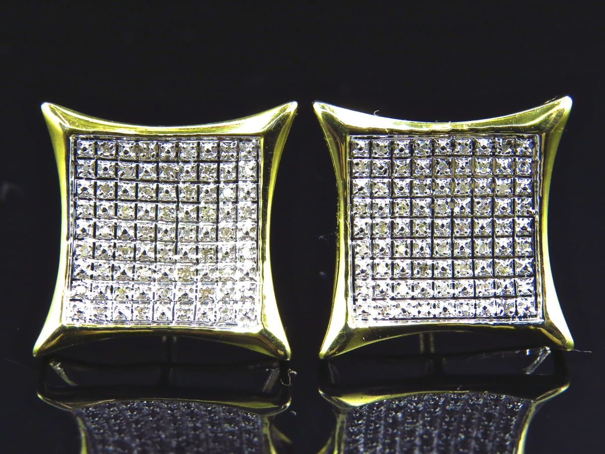 Square Kite Diamond Stud Earrings Plated In Yellow Gold (13.5MM .33ct ...
