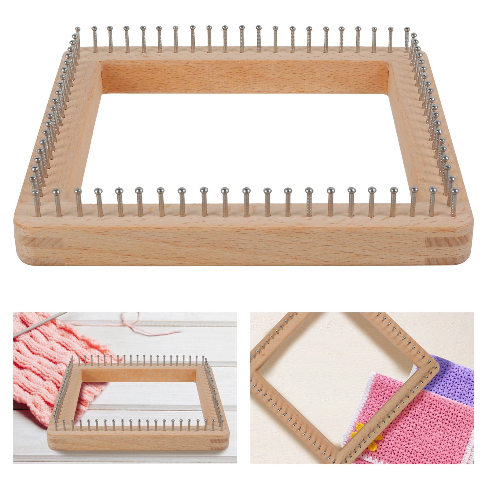 Square Knitting Loom Beech Wood Knitting Board DIY Handcraft Weaving ...