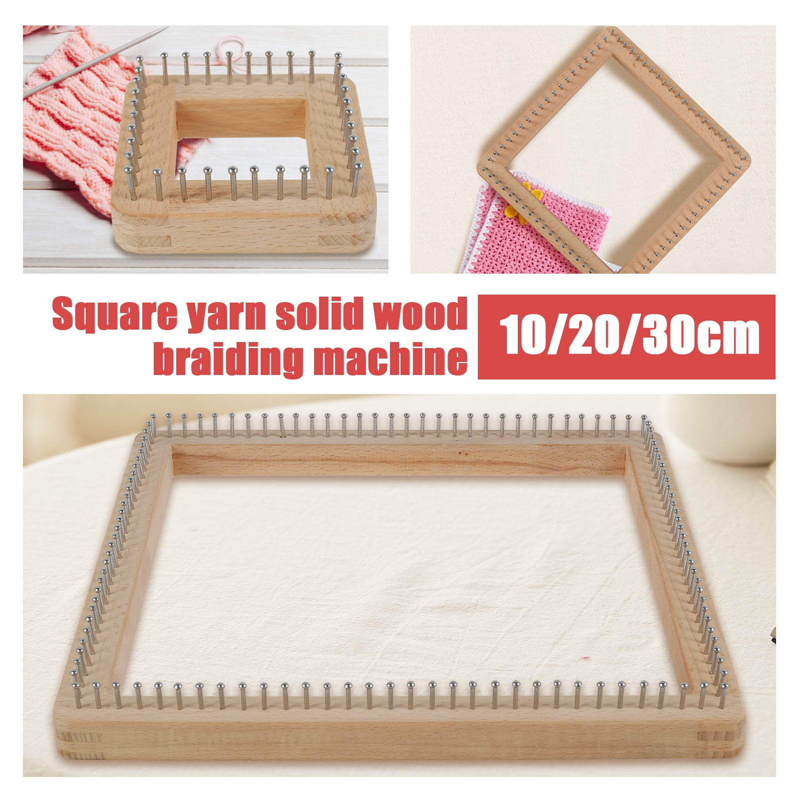 Square Knitting Loom Beech Wood Knitting Board DIY Handcraft Weaving ...