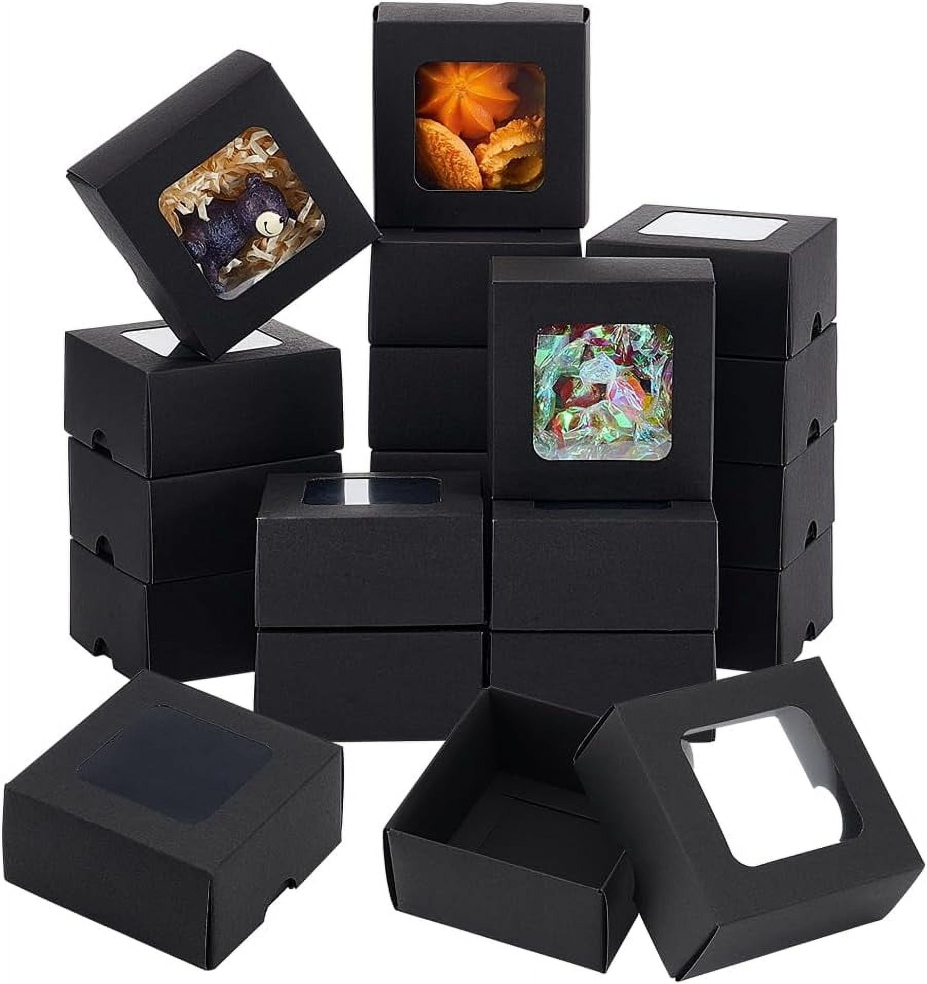 Square Kraft Paper Storage Gift Boxes Visible Winbow Gift Packaging ...