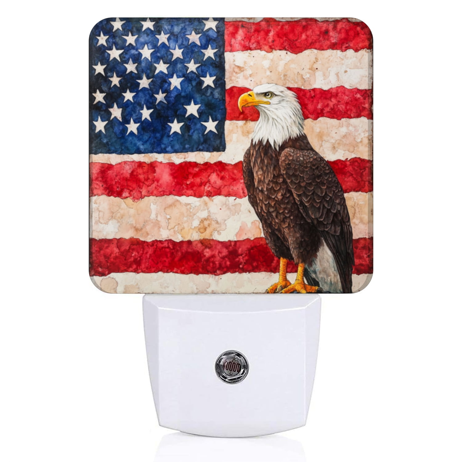 Square LED Night Lights Lamp with Dusk to Dawn Sensor, American Flag ...