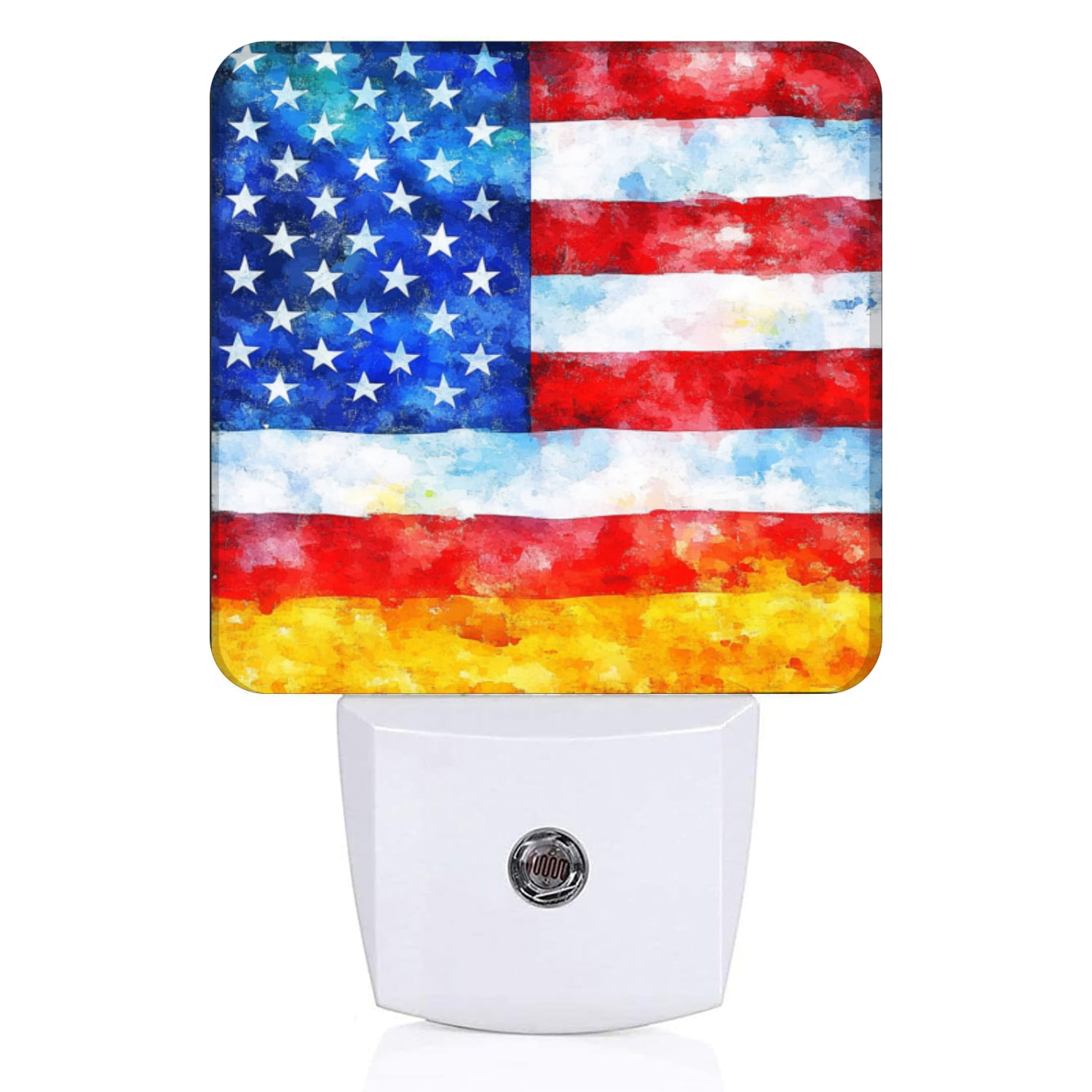 Square LED Night Lights Lamp with Dusk to Dawn Sensor, American Flag ...