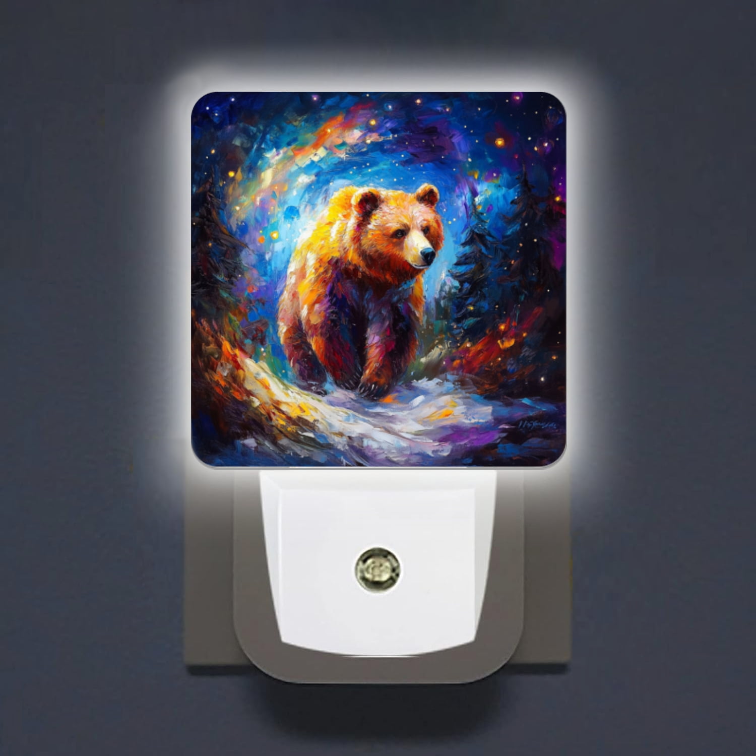 Square LED Night Lights Lamp with Dusk to Dawn Sensor, Brown Bear In ...