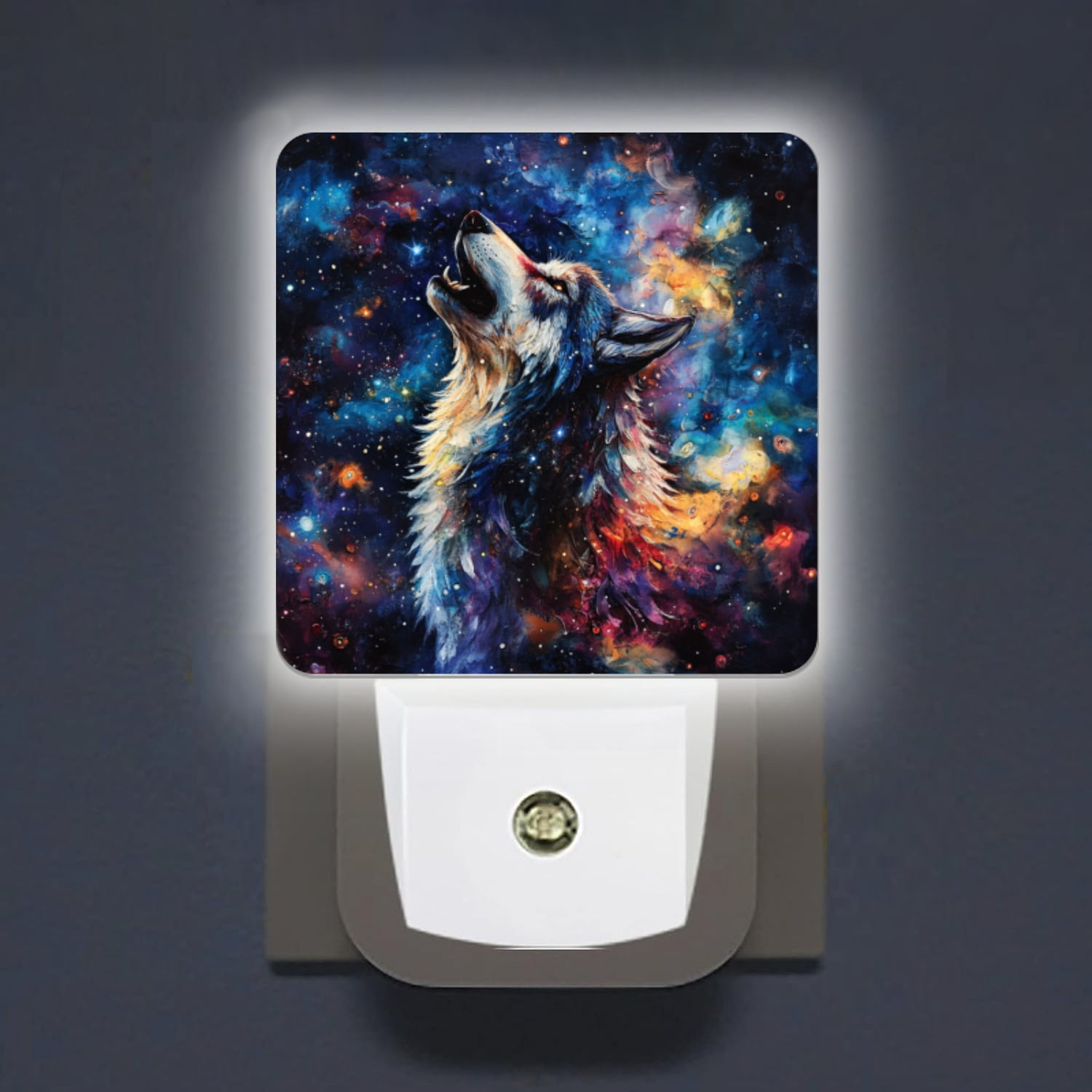 Square LED Night Lights Lamp with Dusk to Dawn Sensor, Howling Wolf ...