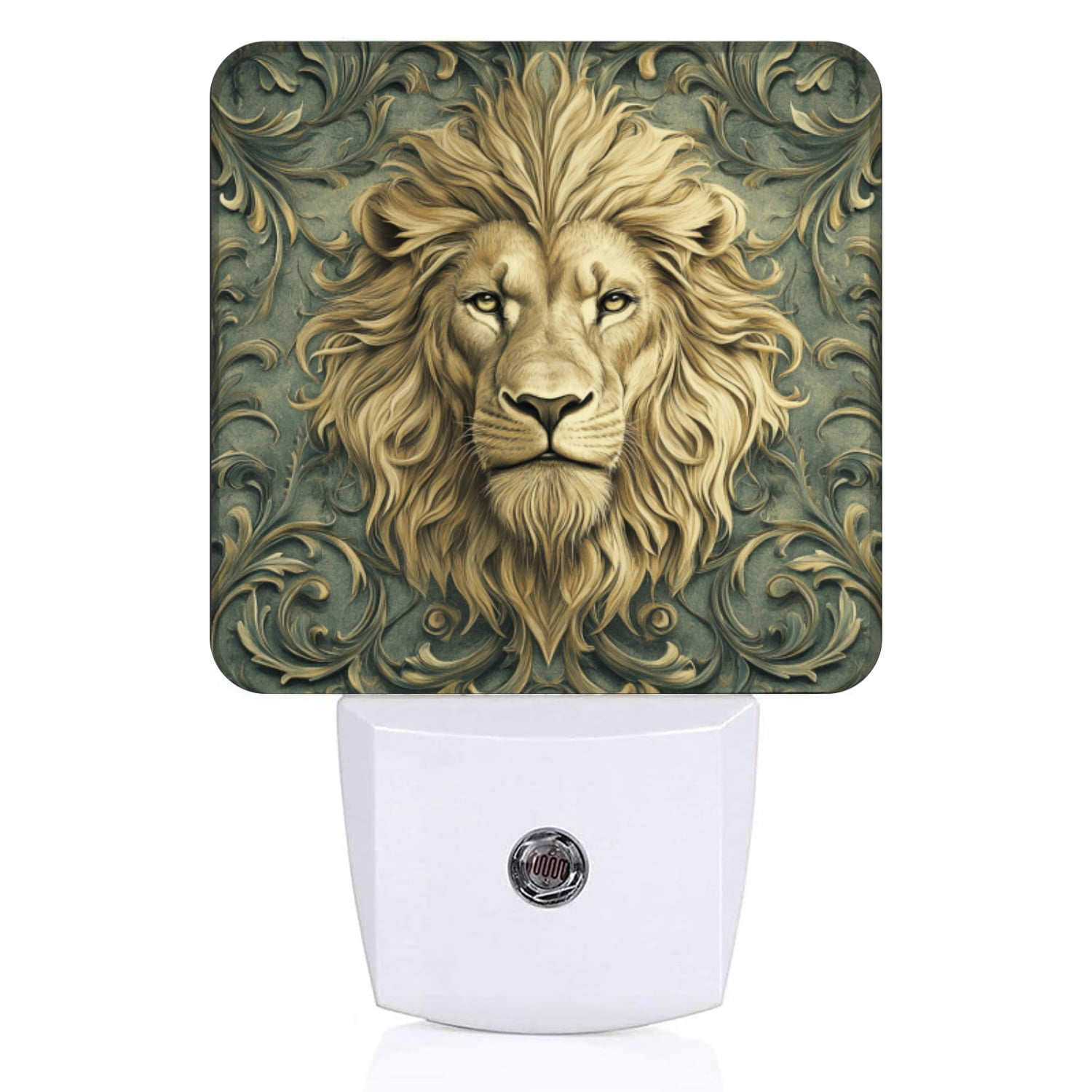Square LED Night Lights Lamp with Dusk to Dawn Sensor, Lion Head With ...