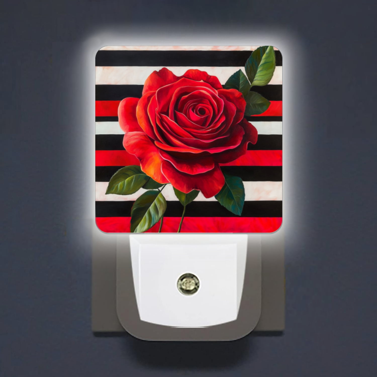 Square LED Night Lights Lamp with Dusk to Dawn Sensor, Red Roses In Red ...