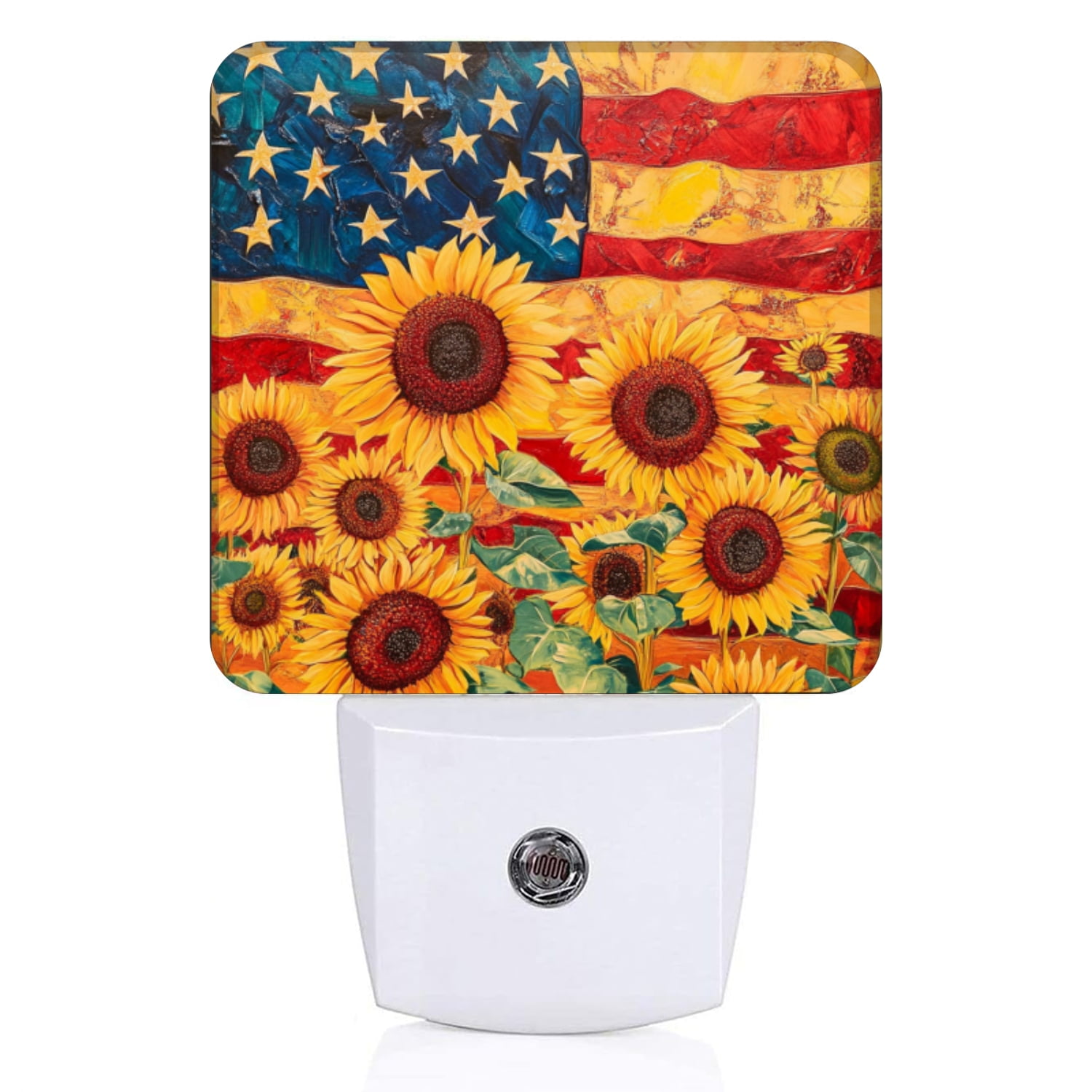Square LED Night Lights Lamp with Dusk to Dawn Sensor, Sunflowers On ...
