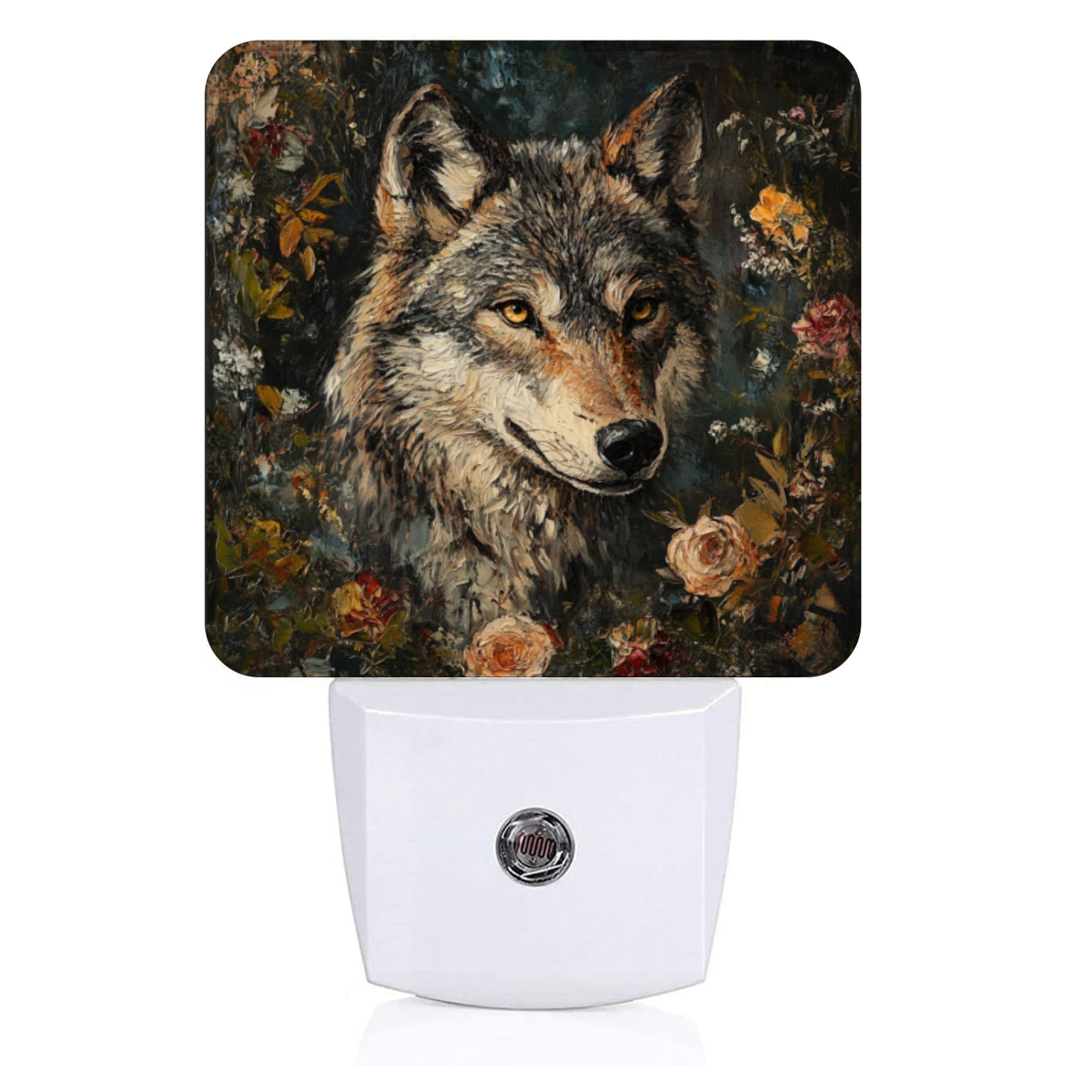 Square LED Night Lights Lamp with Dusk to Dawn Sensor, Wolf Amidst ...
