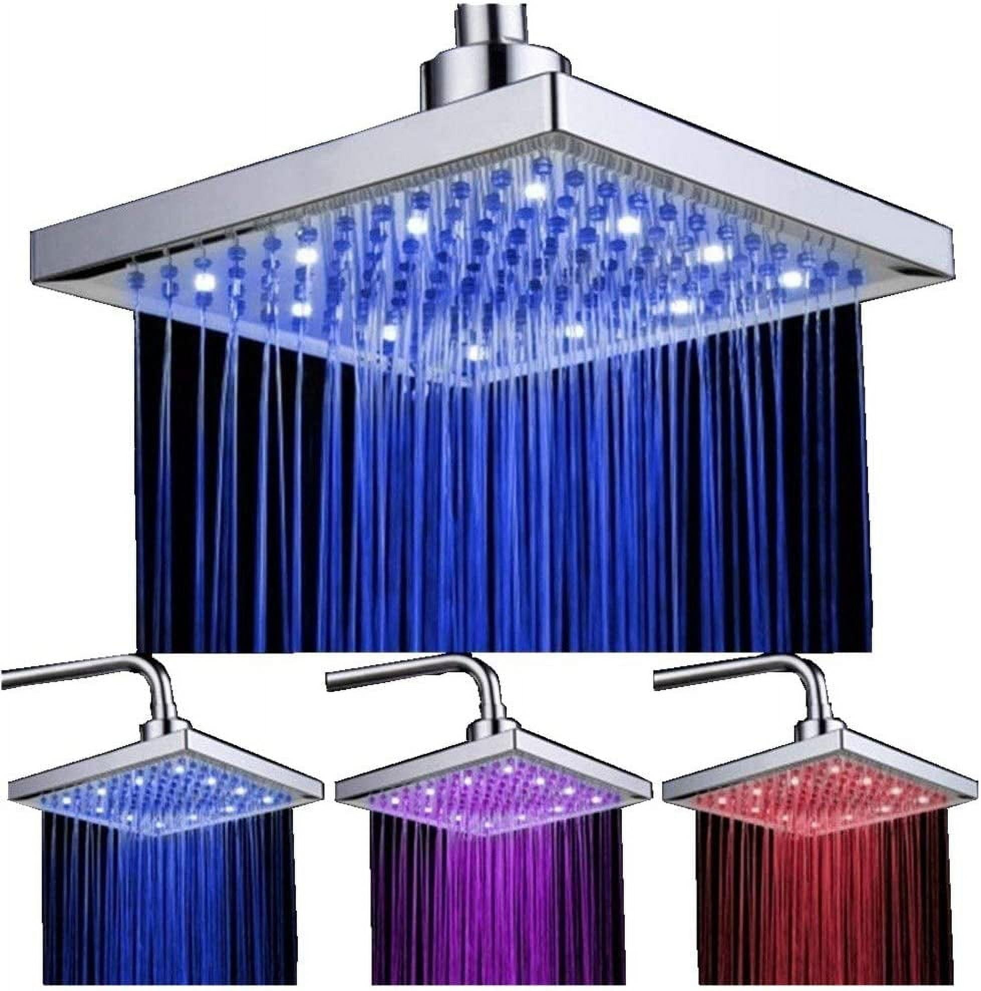 Square LED Overhead Shower - Chrome Finish, Temperature Control, 3 ...