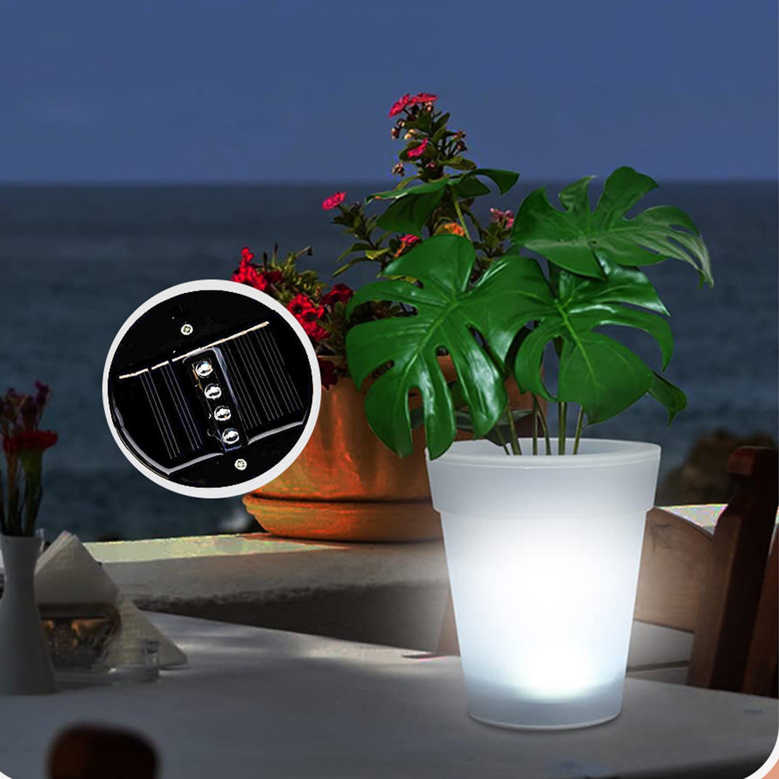 Square LED Planter Pot Outdoor, Solar Lighted Flower Pot, Solar Flower ...