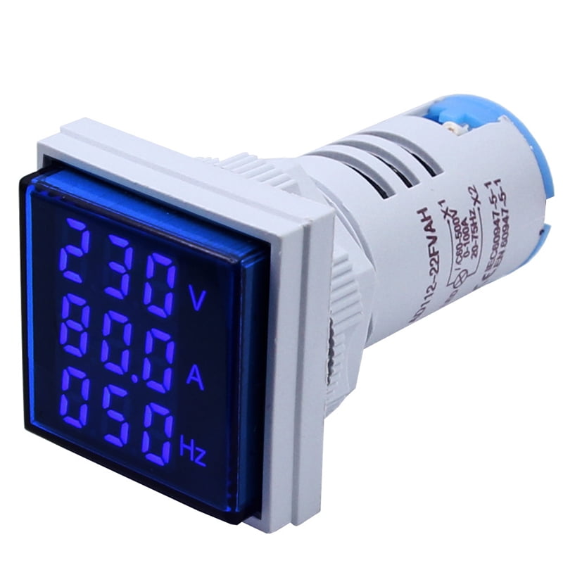 Square LED digital display three-digit display voltage current Hz meter ...