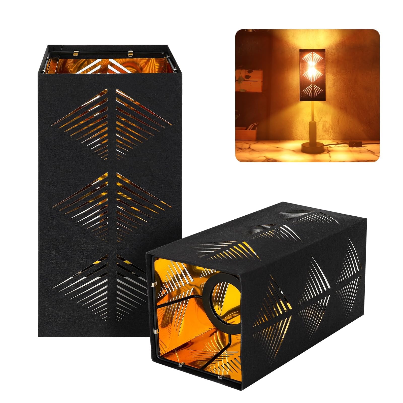 SWAIFDEE Square Arrow Lamp Shades Set of 2, Small Lampshades 4.2 x 4.2 ...