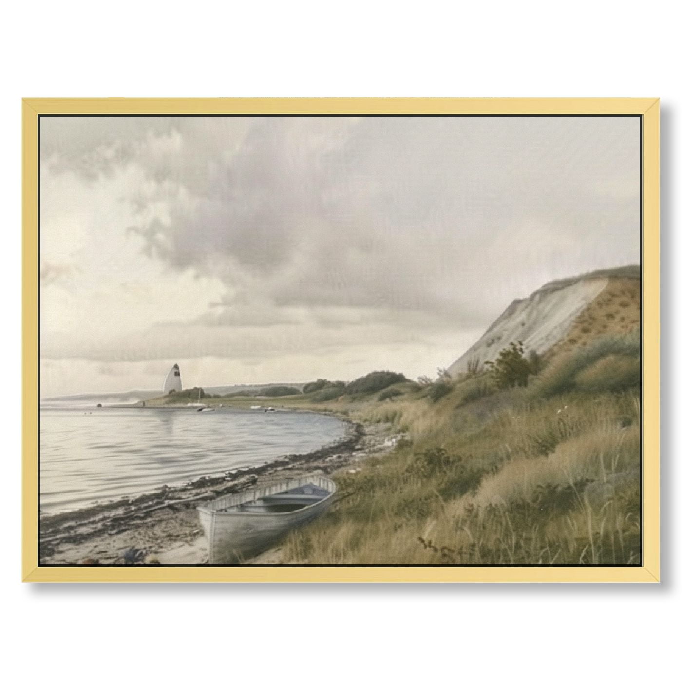 Square Large Framed Wall Art Decor, Danish Coastal Landscape Paintings ...