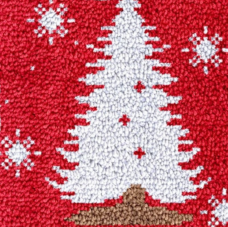 Square Latch Hook Kits Rug DIY Red Silver Christams Cushion Tapestry ...