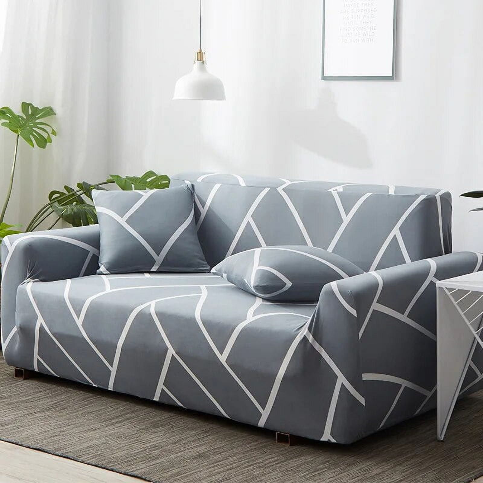Square Lattice Printed L Shape Sofa Covers for Living Room Sofa ...