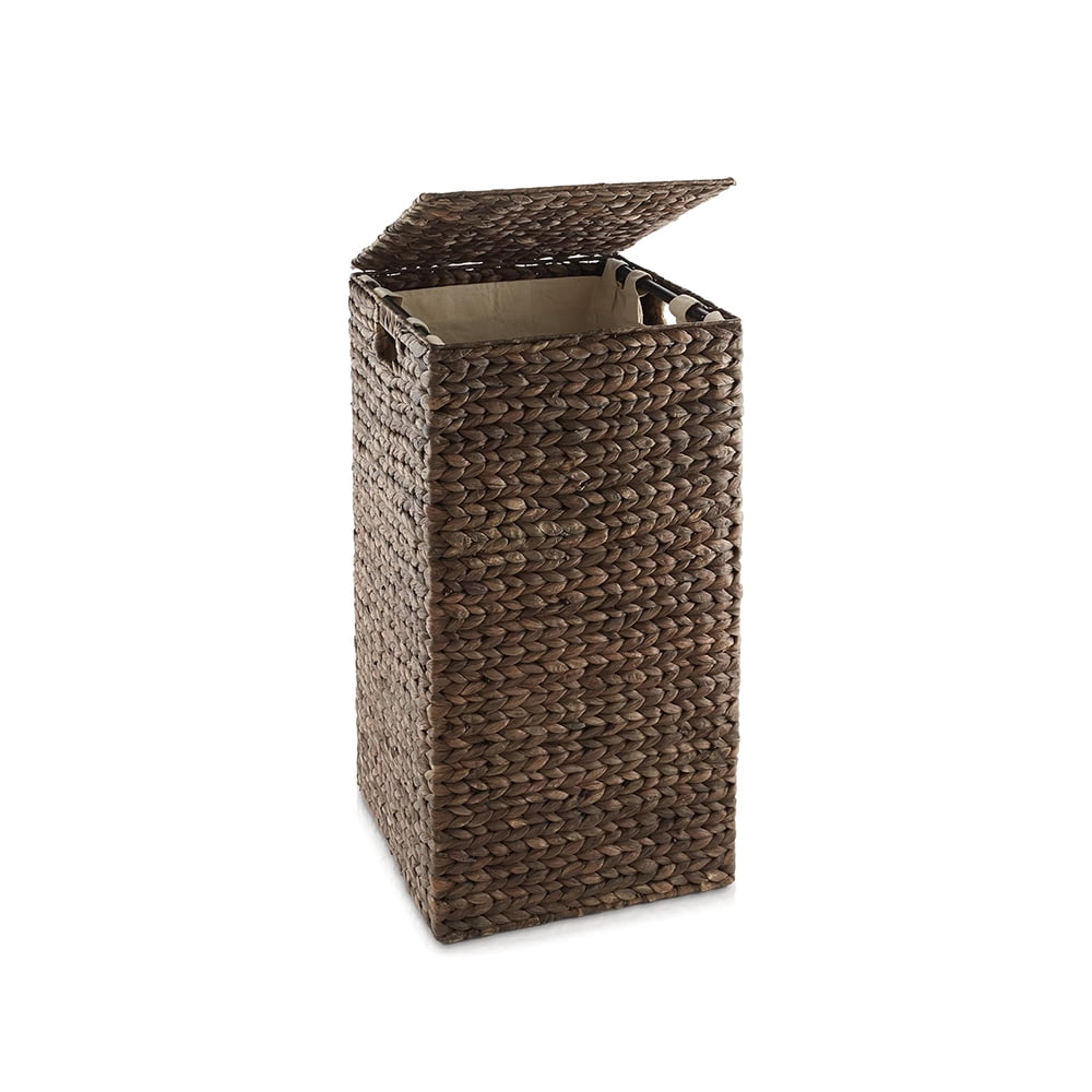 Square Laundry Hamper, Woven Water Hyacinth Laundry with Lid and ...