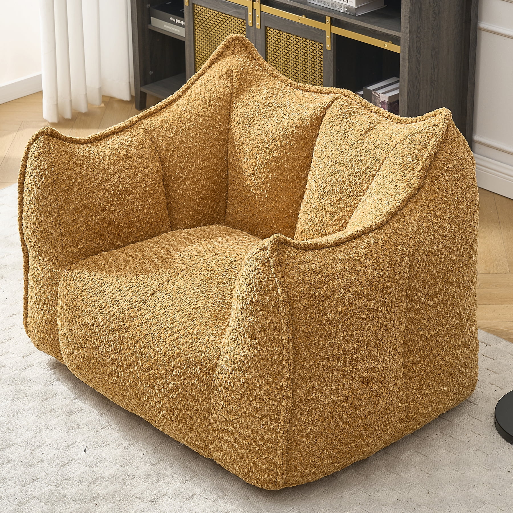 Square Lazy Sofa Chair for Adults, Soft Upholstered Lounge Chair with ...