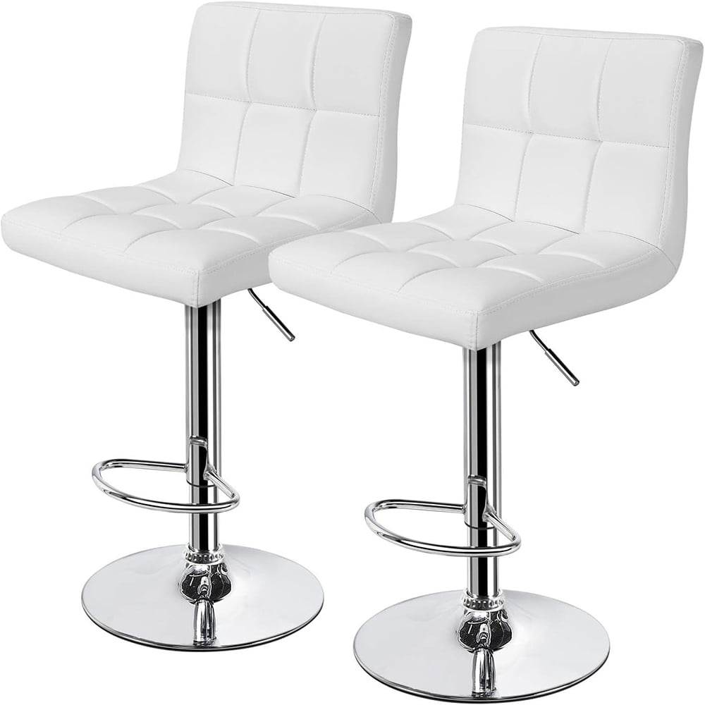 Square Leather Adjustable Counter Height Swivel Stool Armless Chairs ...