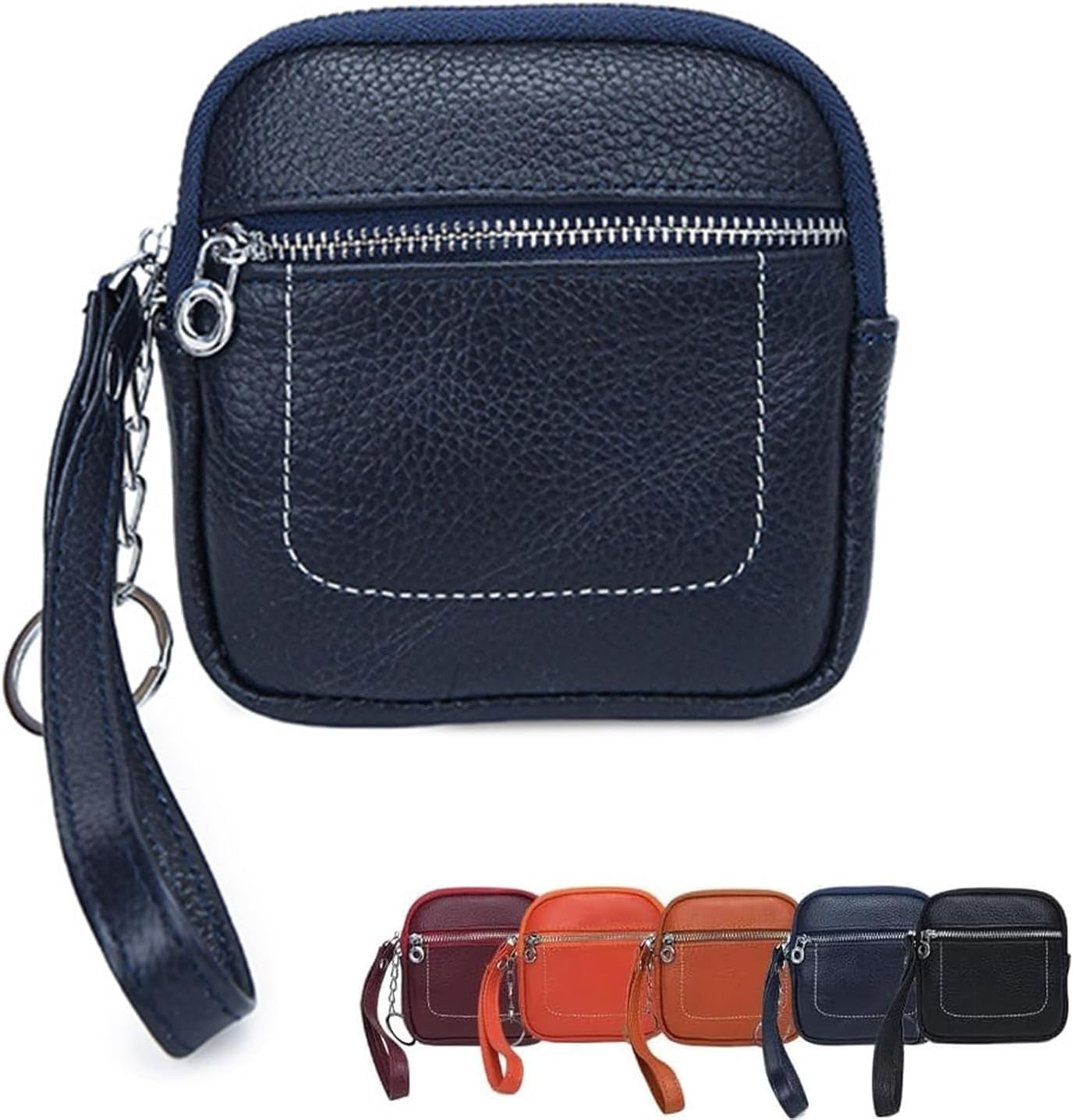 Square Leather Mini Card Wallet Coin Purse, Portable Unisex Money Bag ...