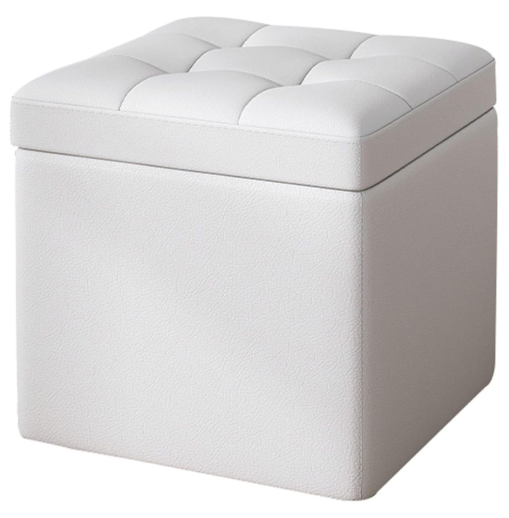 Square Leather Storage Ottoman Foot Rest Stool Upholstered Footstool ...