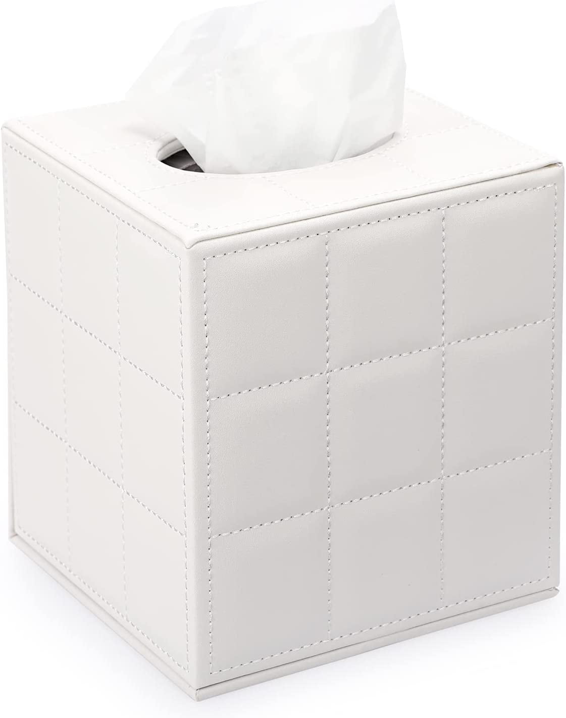 Square Leather Tissue Box Cover - Stylish Cube Tissue Box Holder with ...
