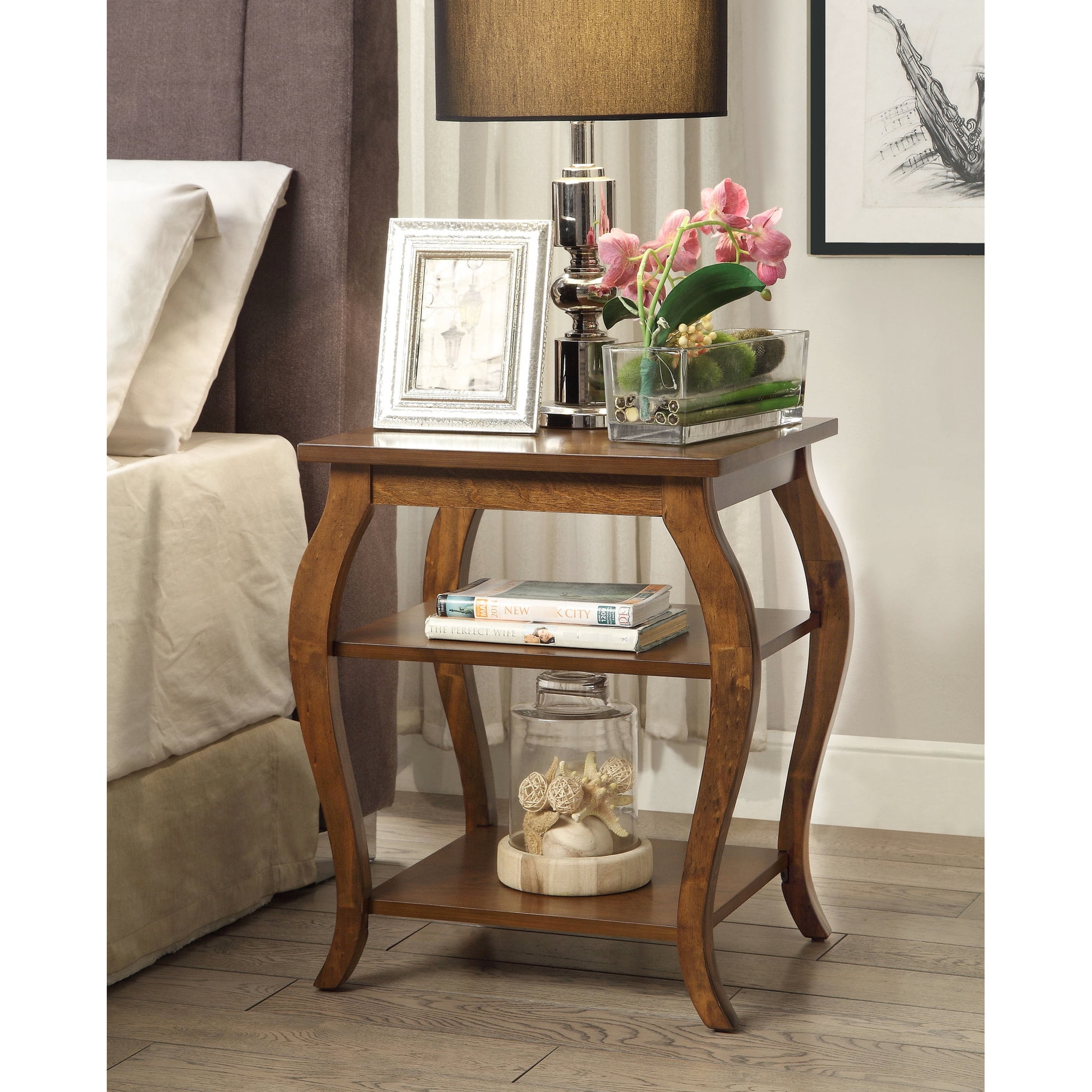 Square Leg, 2-Tier Shelves | Ideal for Living Room, Offers Open Storage ...