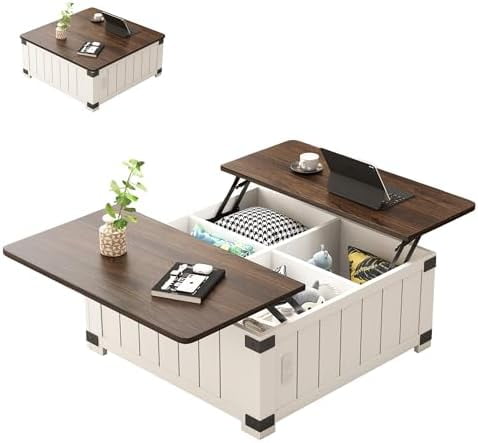 Square Lift Top Coffee Table with Storage, USB Ports &Power Outlets ...