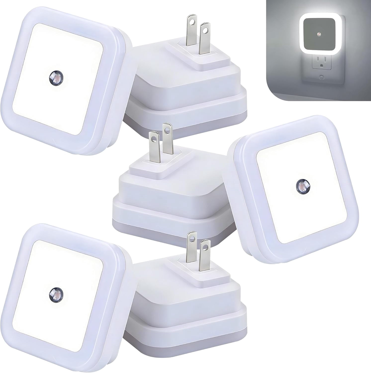 Square Light-Controlled Night Light 6Pcs, Intelligent Sensor Control ...