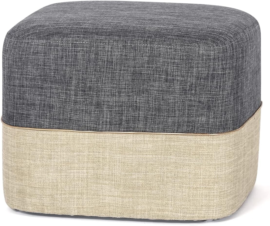 Square Linen Fabric Footstool Ottoman Modern Small Footrest Stool For ...