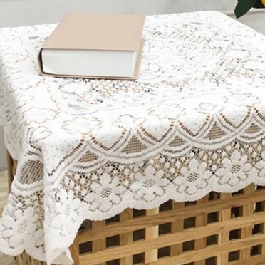 Deerlux 100 Percent Pure Linen Washable Tablecloth with Ruffle Trim ...