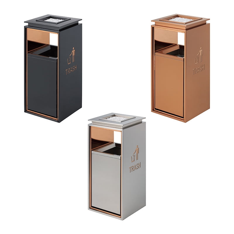 Square Mall Hotel Lobby Stainless Steel Classified Trash Can with ...