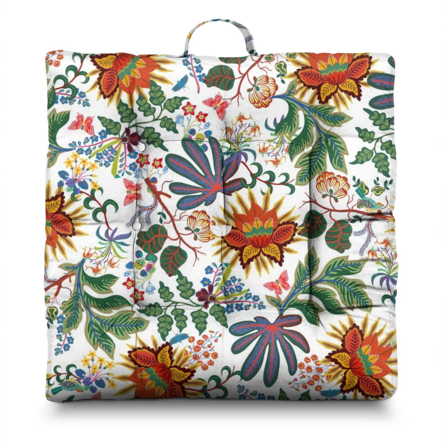 Square Meditation seat cushion - Floral Design Cushion with Memory Foam ...