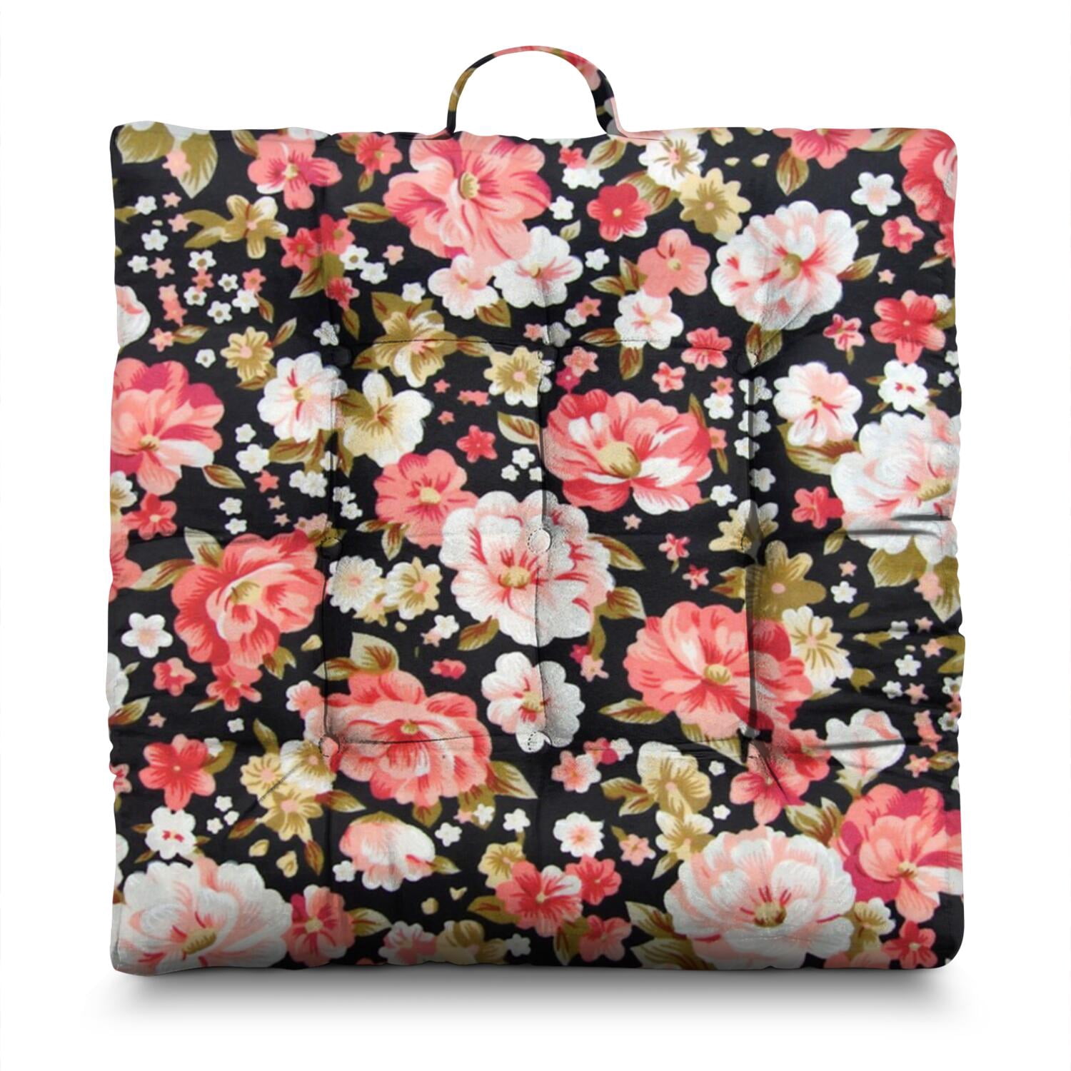 Square Meditation seat cushion - Floral Design Cushion with Memory Foam ...