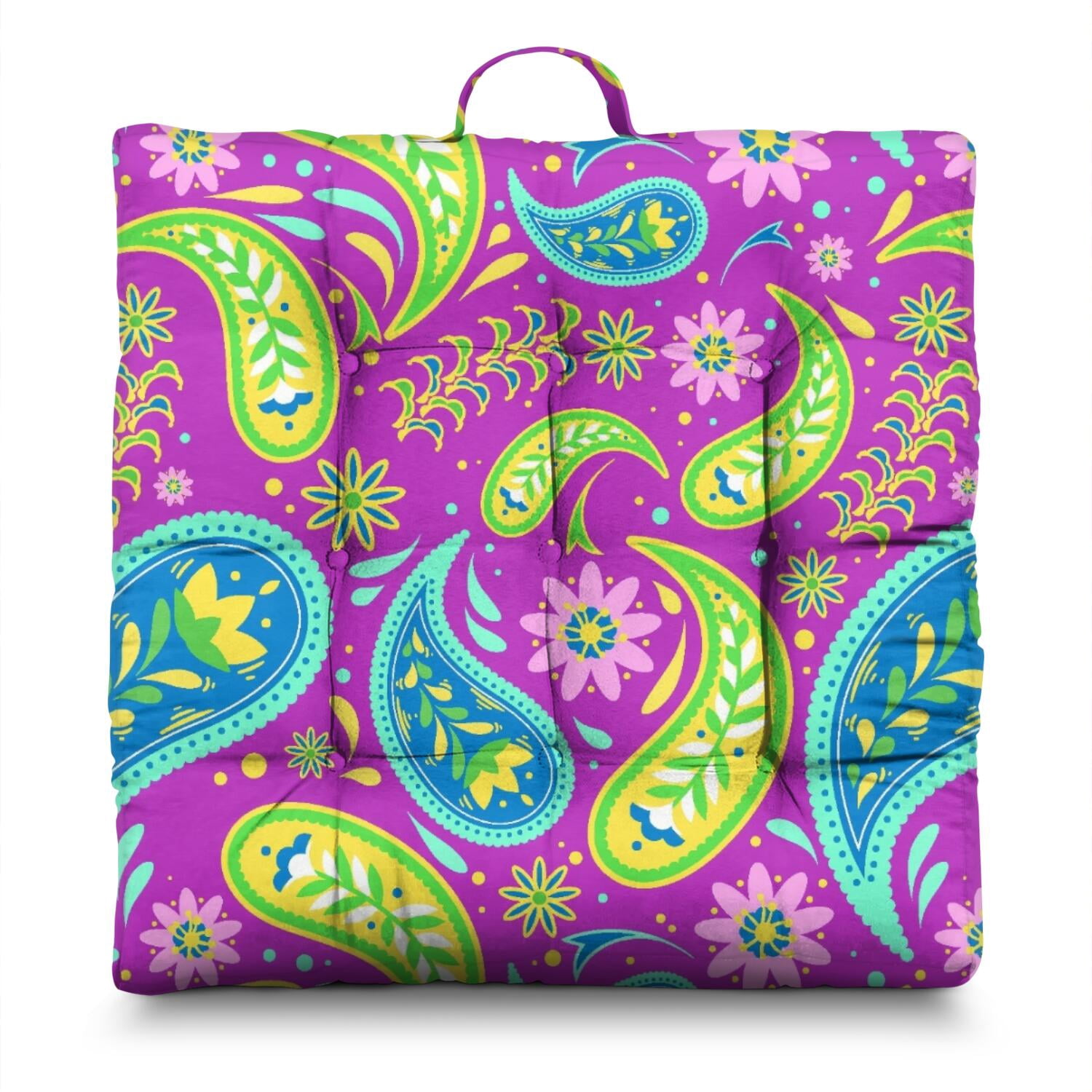 Square Meditation seat cushion - Paisley Design Cushion with Memory ...