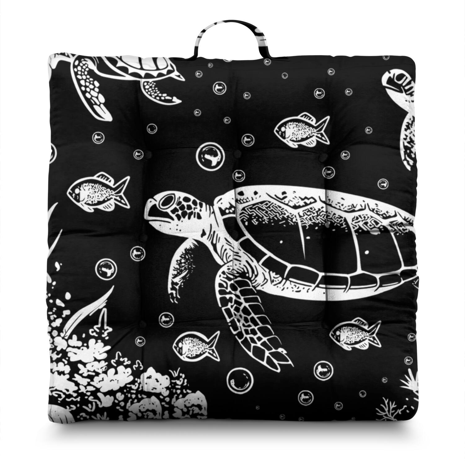Square Meditation seat cushion - Turtle Design Cushion with Memory Foam ...