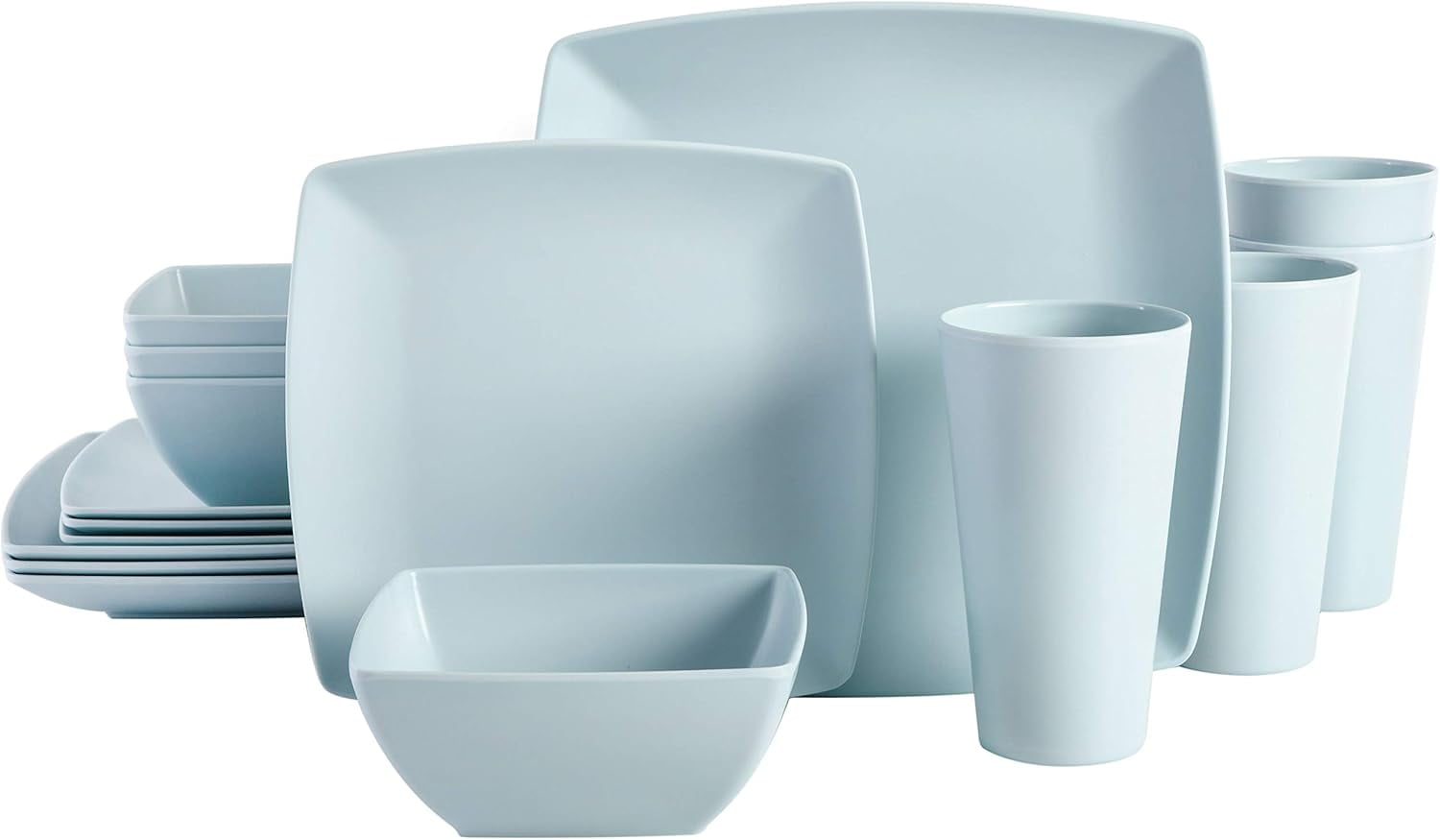 Square Melamine Dinnerware Set, Service for Four (16pc), Mint - Walmart.com