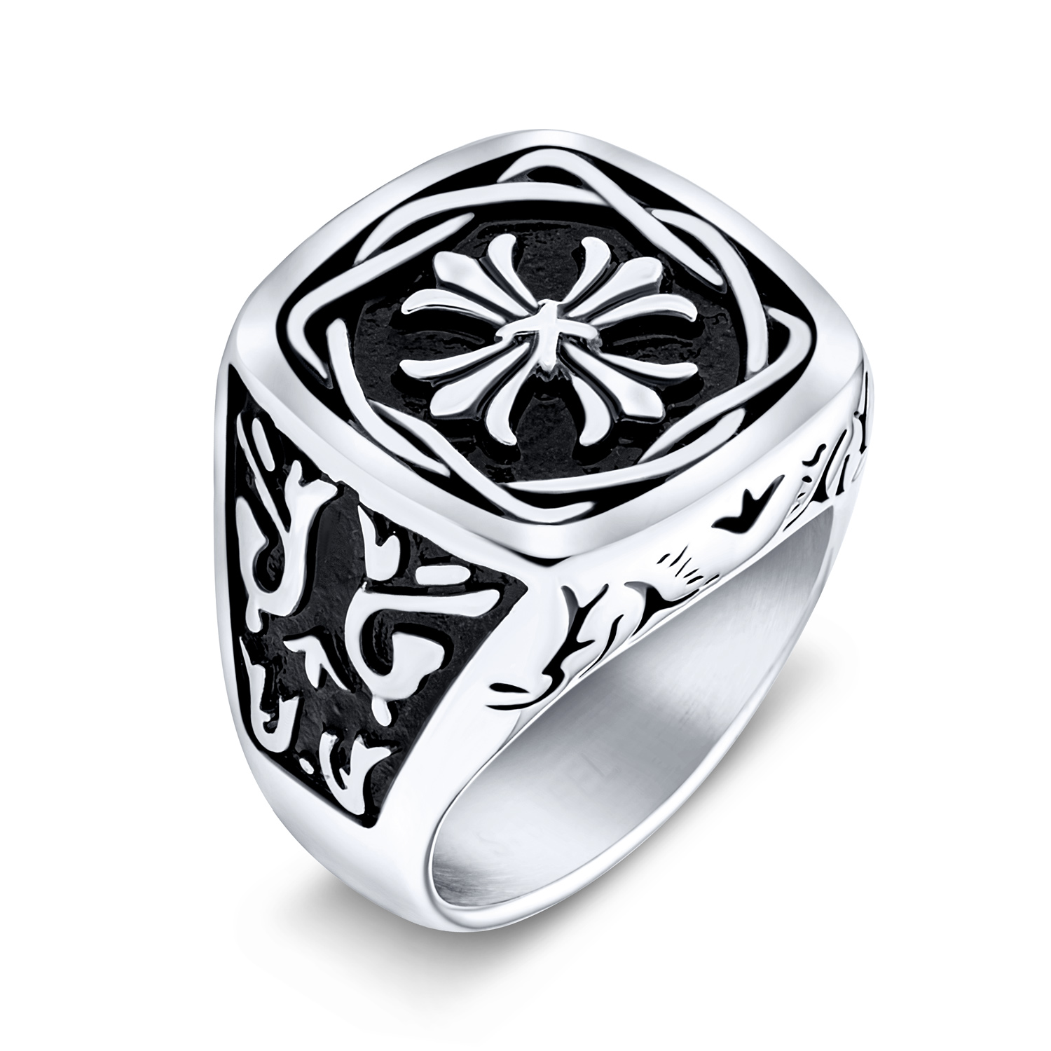 Stainless Steel Polished Square Signet Ring - Walmart.com